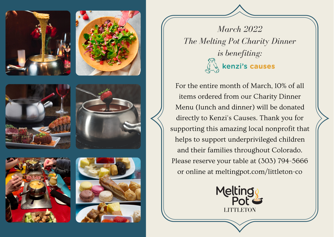 Join us for a Charity Dinner at The Melting Pot - Kenzi's Causes